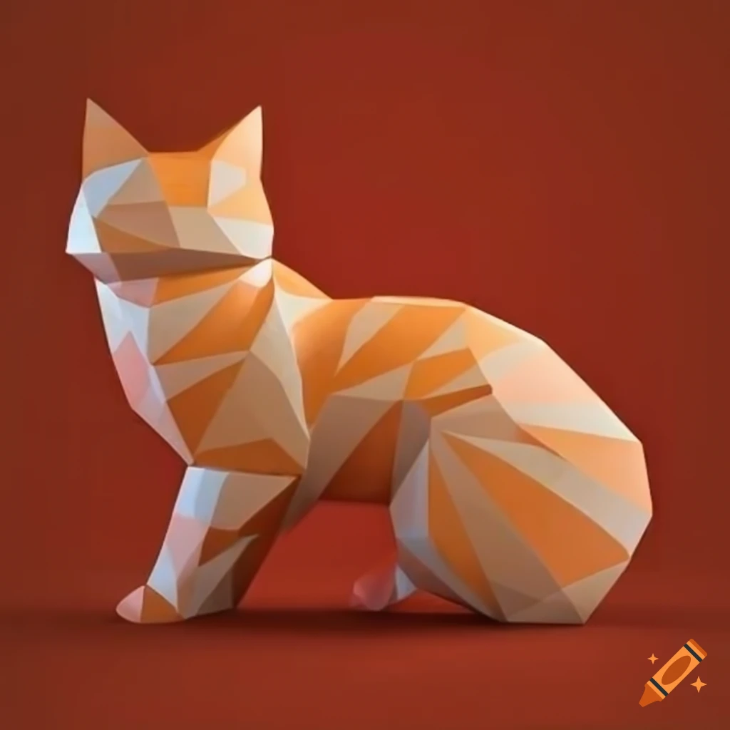 Ginger cat made of geometric shapes on Craiyon
