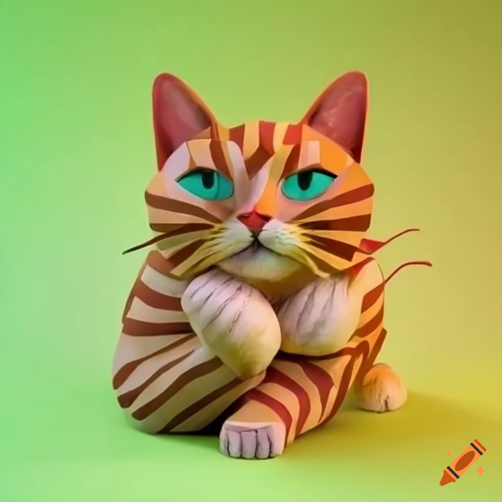 Ginger cat made of geometric shapes on Craiyon