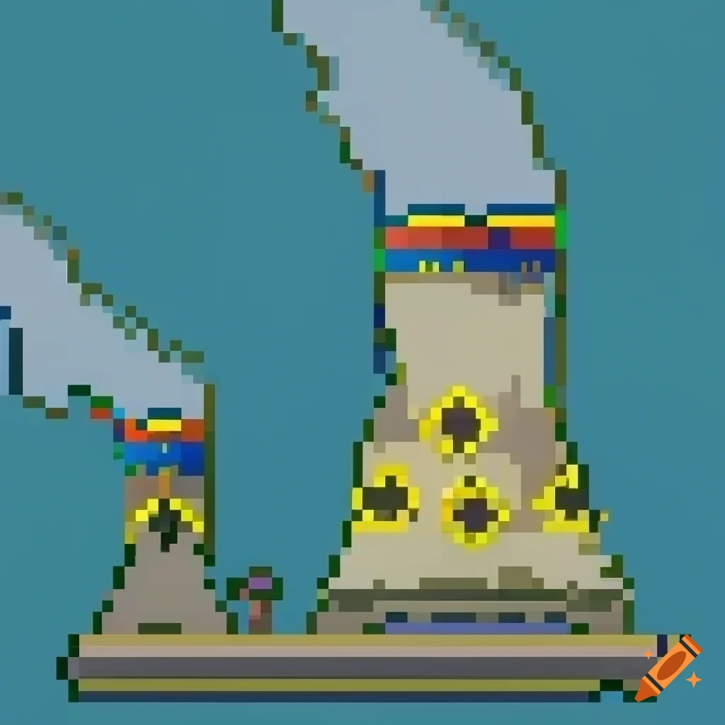 Nuclear power plant pixelart on Craiyon
