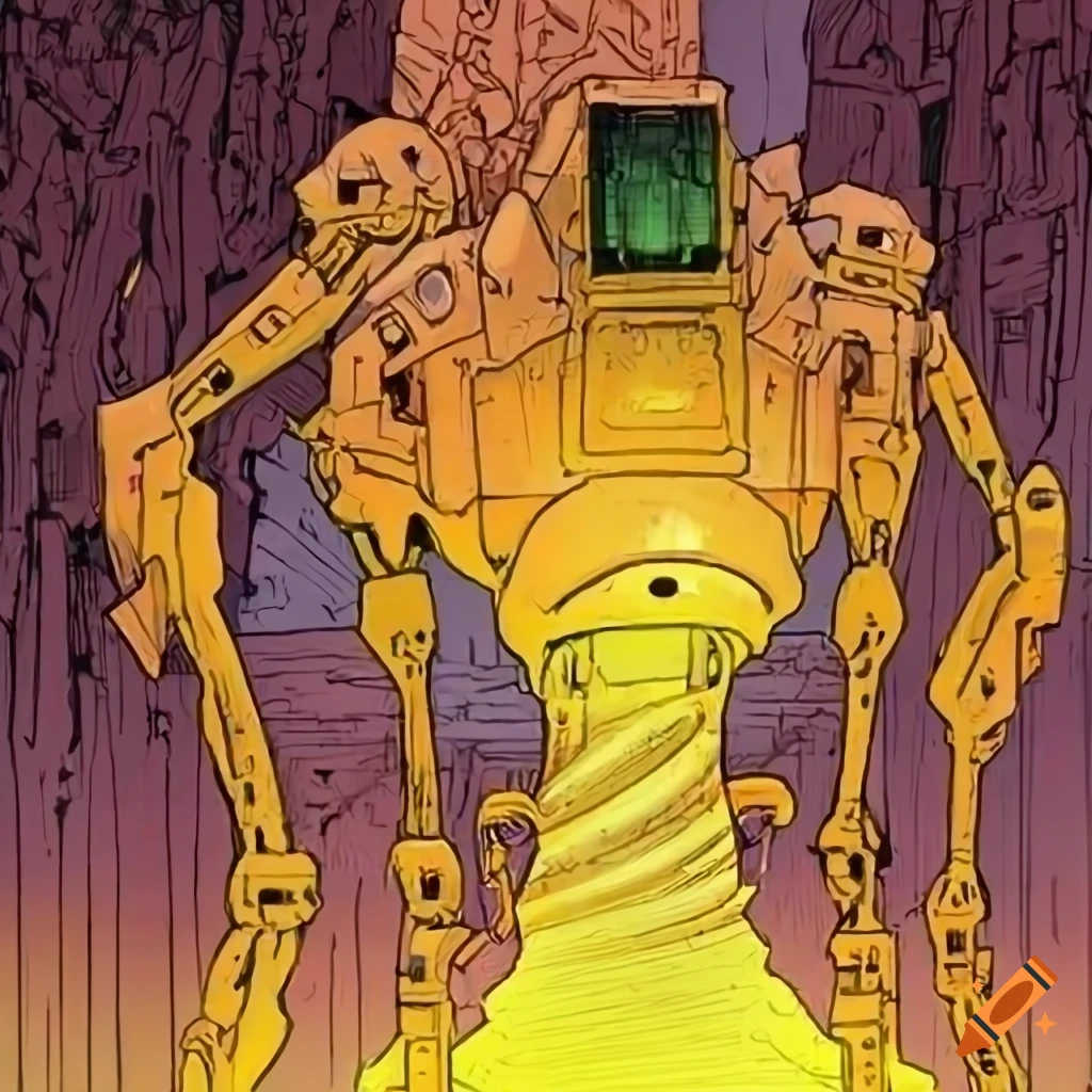 Moebius yellow mech art