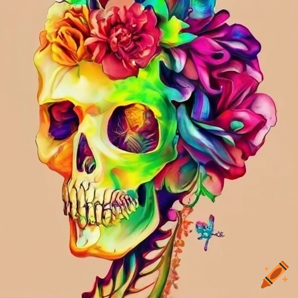 Surrealistic flower skeleton portraits on Craiyon