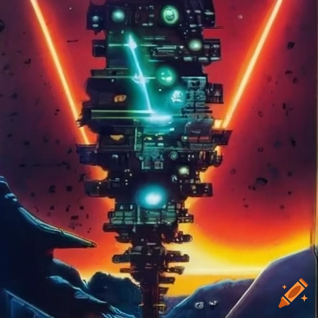 70s sci fi laser attack art on Craiyon