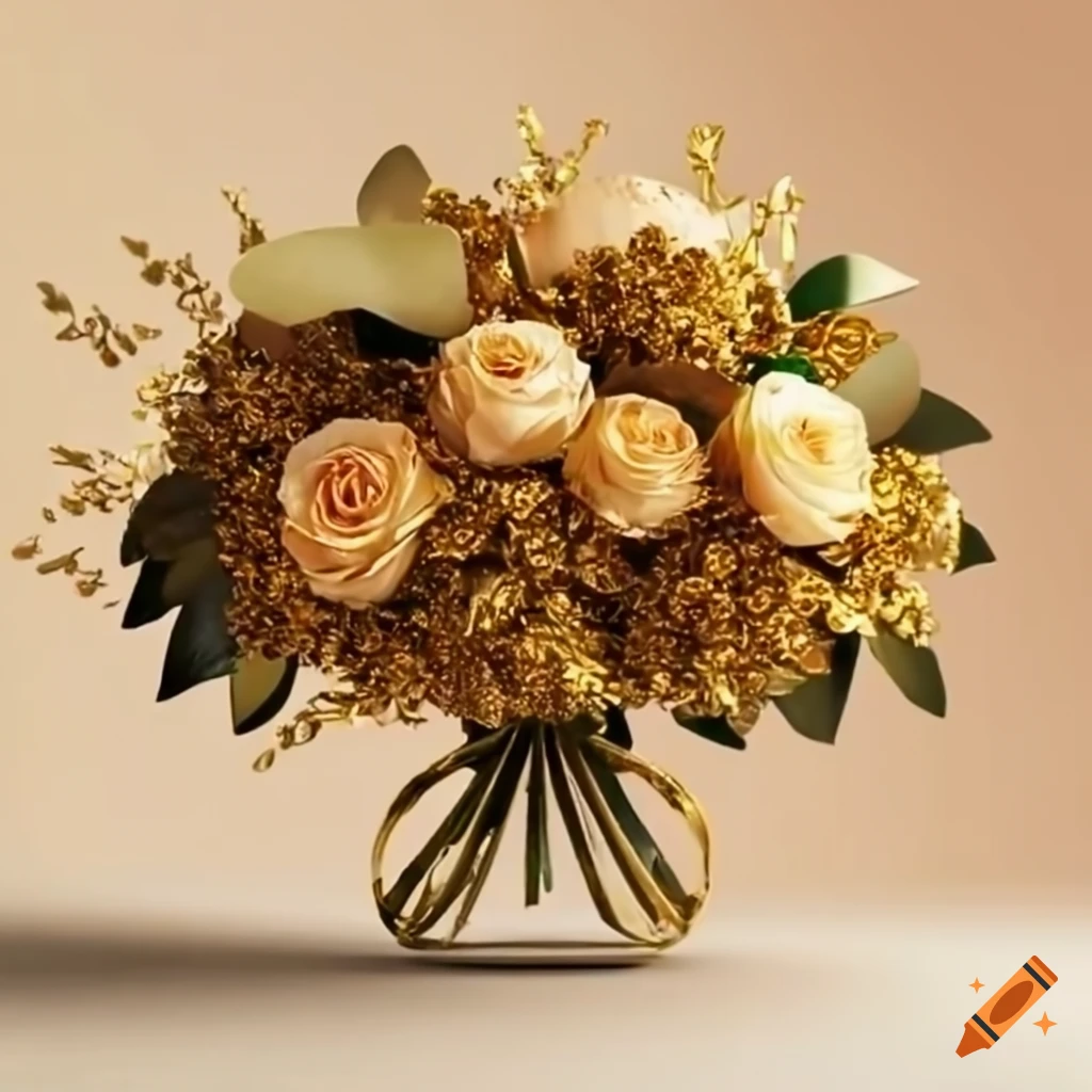 Brilliant gold flower arrangement on Craiyon