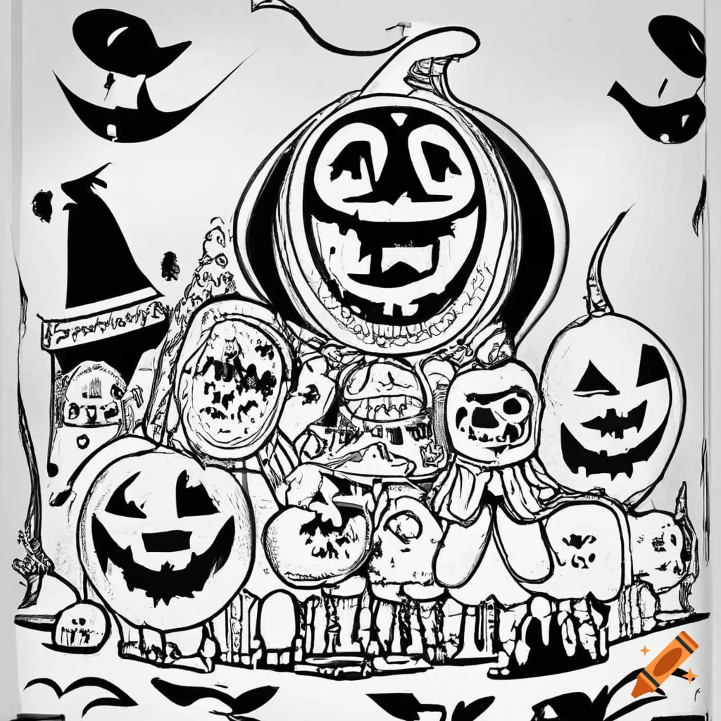 Spooky halloween-themed coloring pages for children