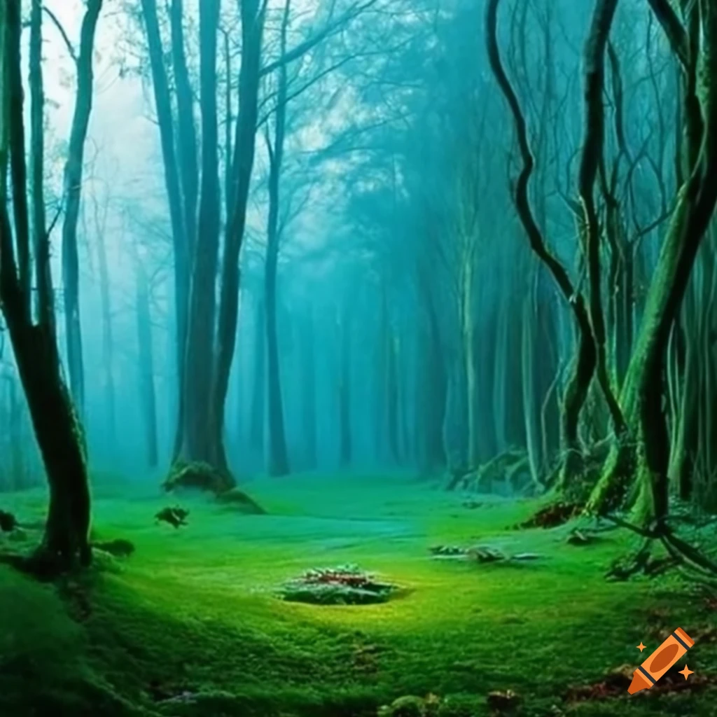 A mysterious enchanted forest on Craiyon
