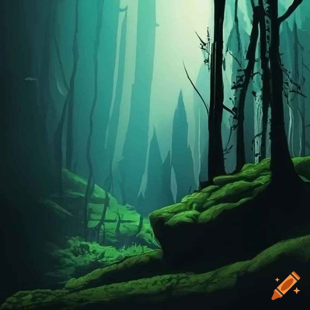 Cliff, forest, sun, darkness