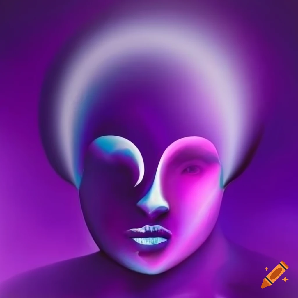 Purple shaded abstract art os a spirit taking another one by the hand ...
