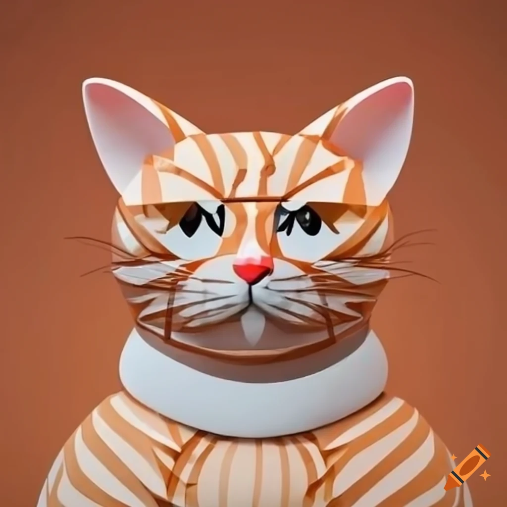 Ginger cat made of geometric shapes
