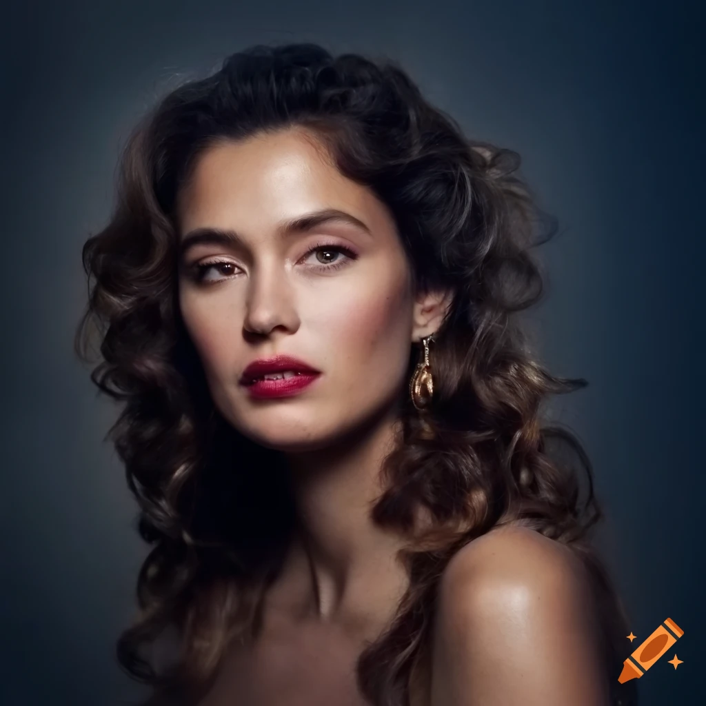 HEAD AND SHOULDERS portrait of exotic, high fashion, young female ...