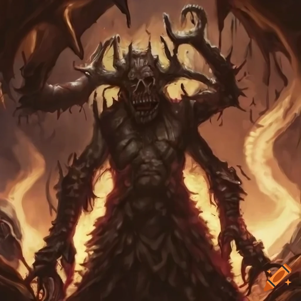 Mtg card art innistrad demon made of skulls and bones and dry dusty ...