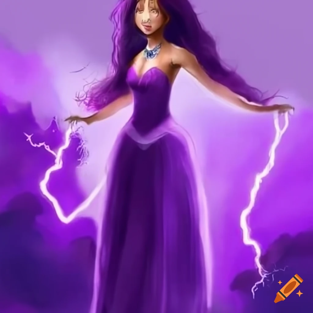 Purple lightning princess on Craiyon