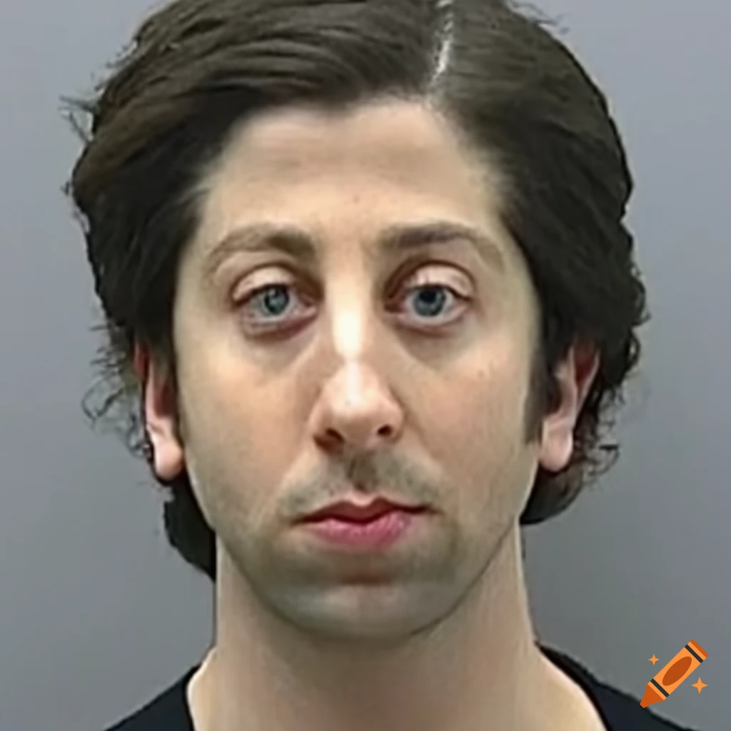 Police mugshot of Howard Wolowitz (Simon Helberg) on Craiyon