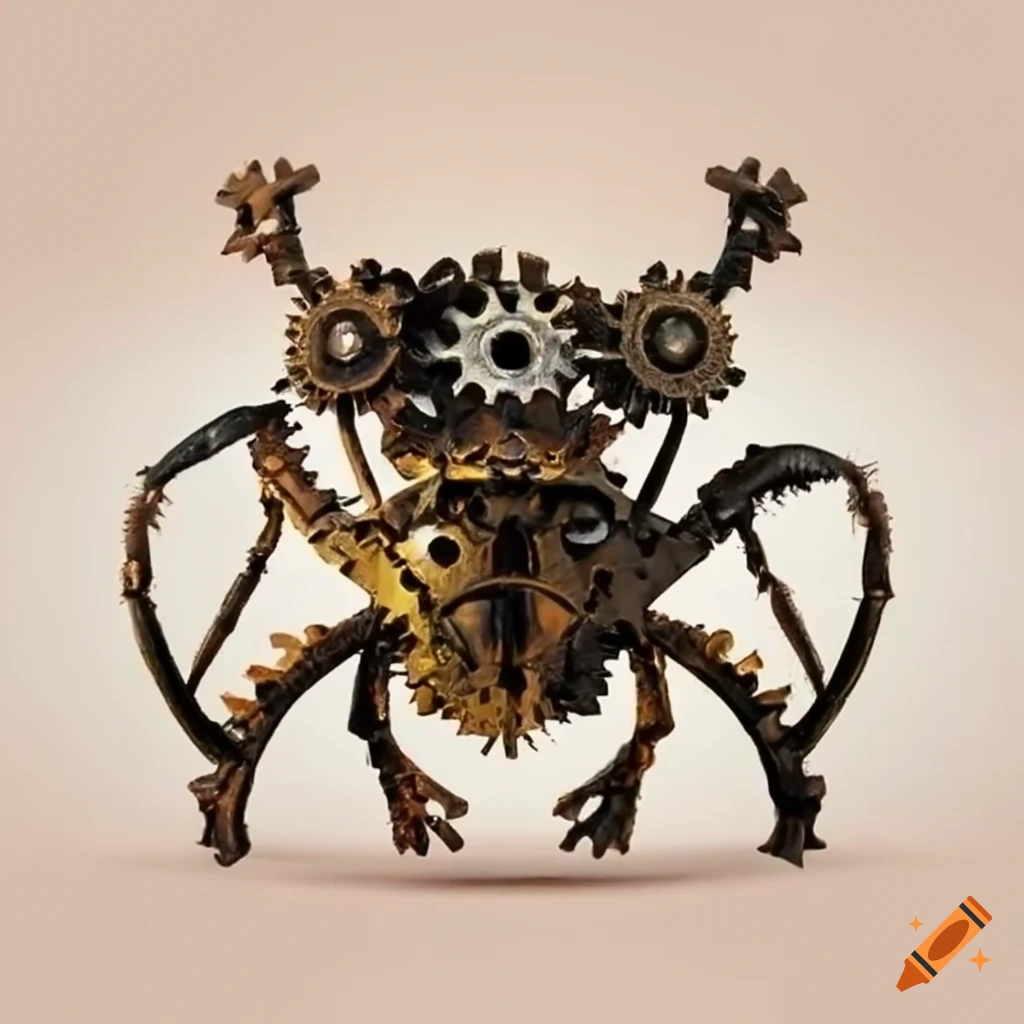 Half destroyed mecanical beetle insect made of gears on Craiyon