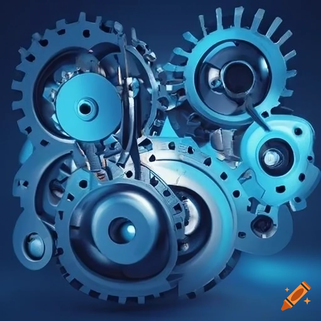 Mechanical parts design blue print on Craiyon