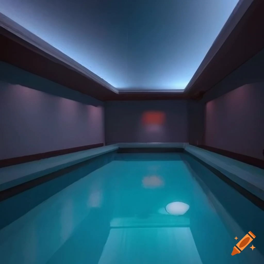 Pool rooms, hyperrealistic, ominous