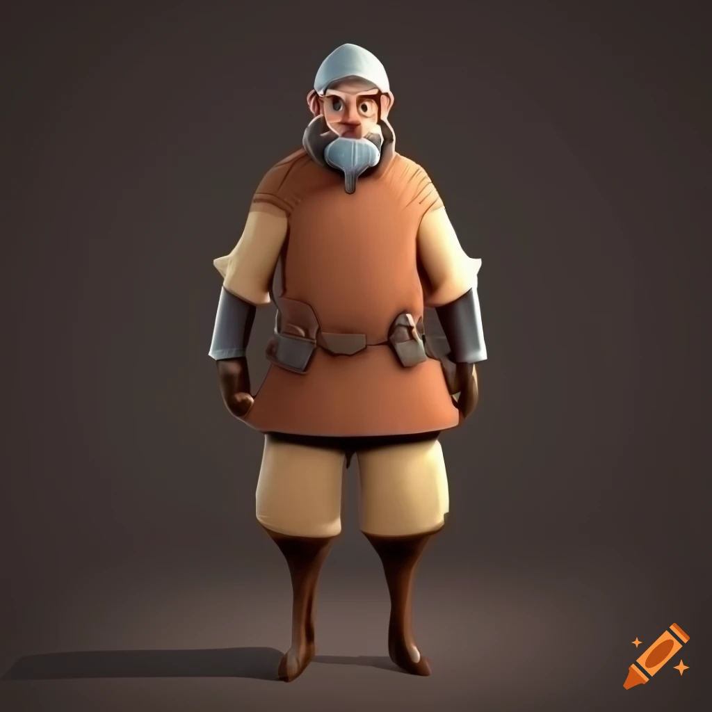 Medieval Peasant stylized character 3d modeling general shot full body ...