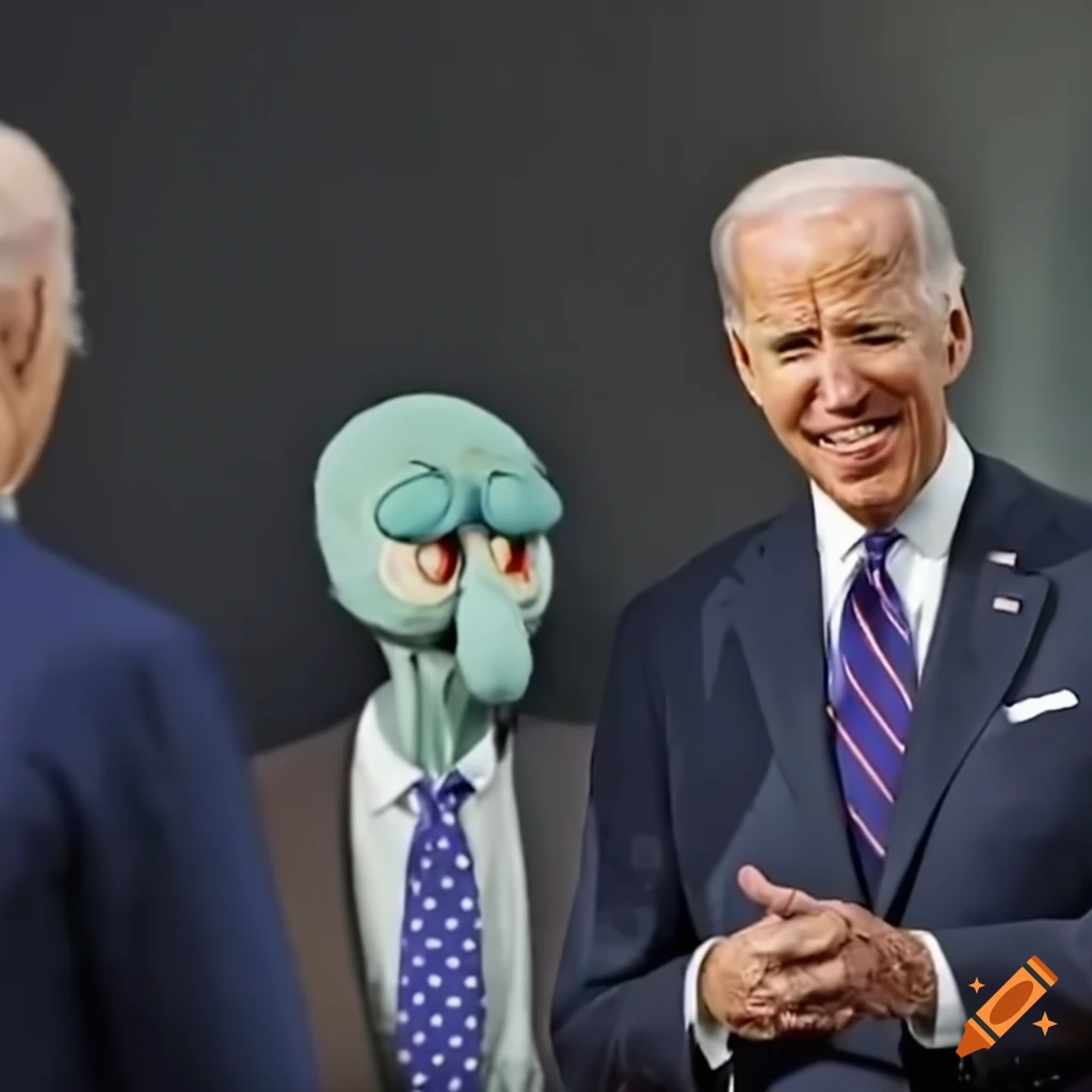 Squidward meeting joe biden
