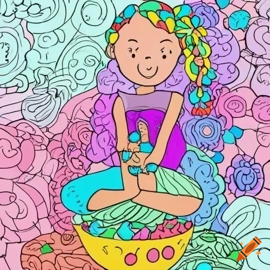 Mindfulness coloring page for kids on Craiyon