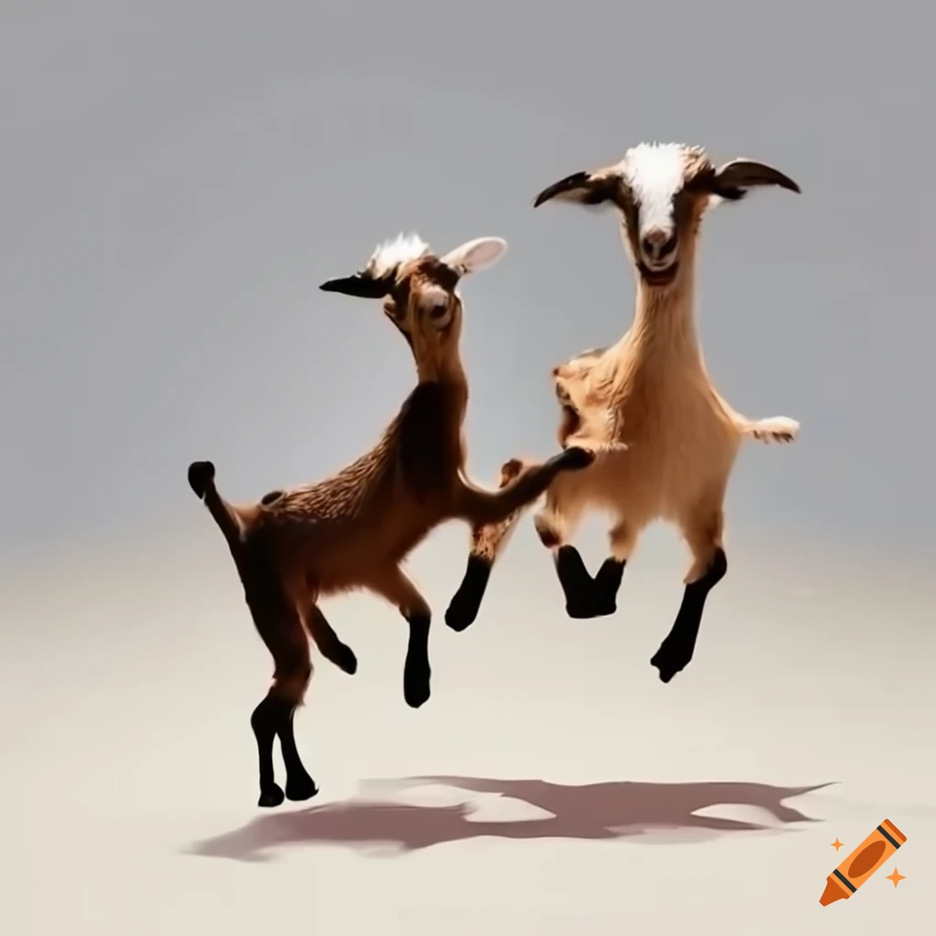 Two goats dancing together on Craiyon