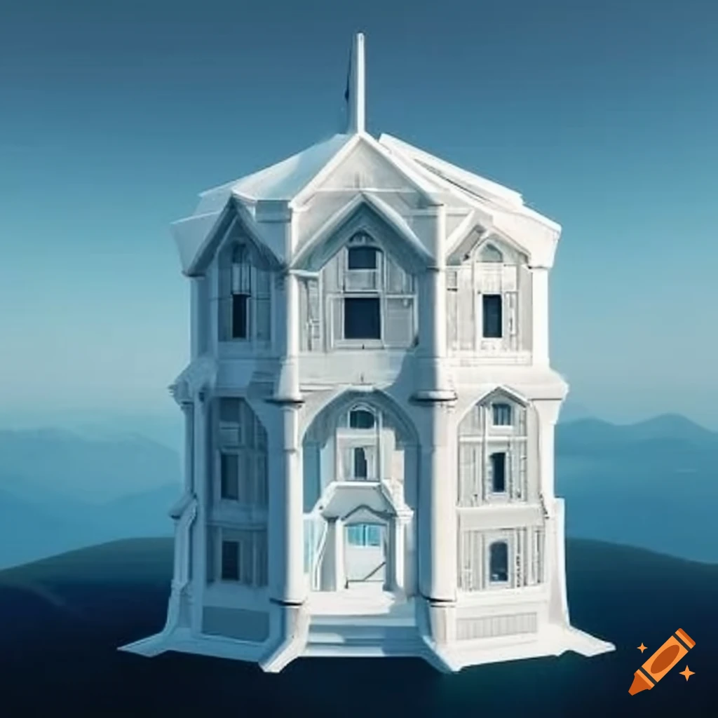 White octagonal tower overlooks valley