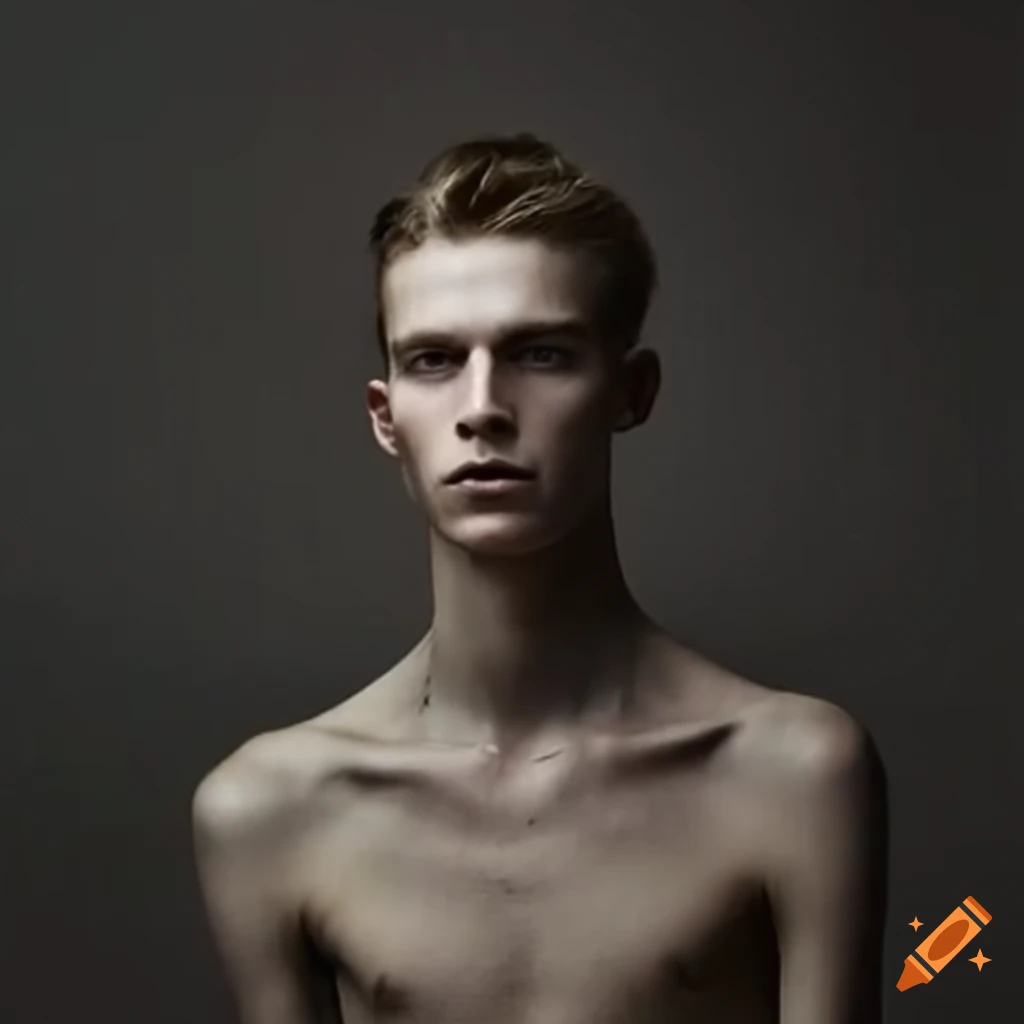 Skinny thin nordic man. leave head room in the picture on Craiyon