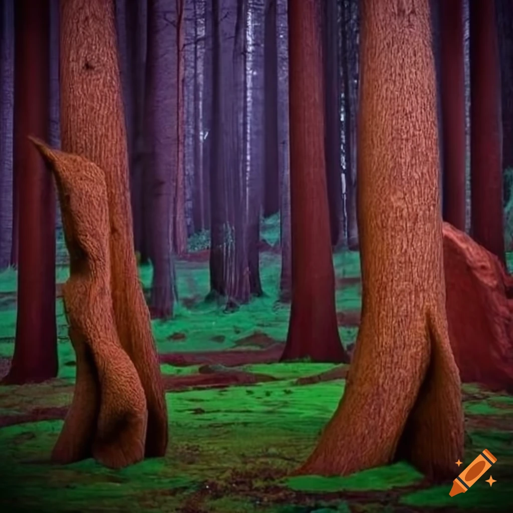 A forest made of flannel tree shapes in Dark red or maroon Forest green ...