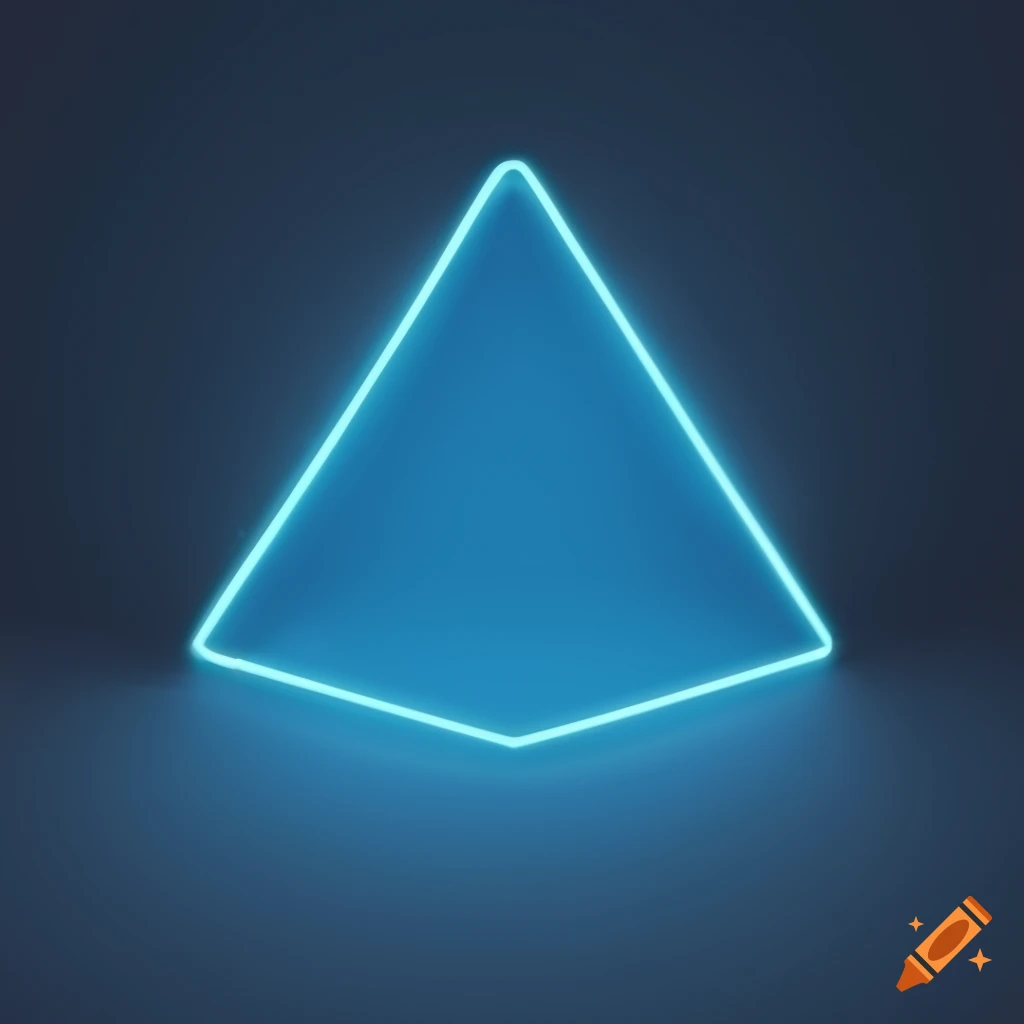 Simple neon blue geometrical 2d pentagon