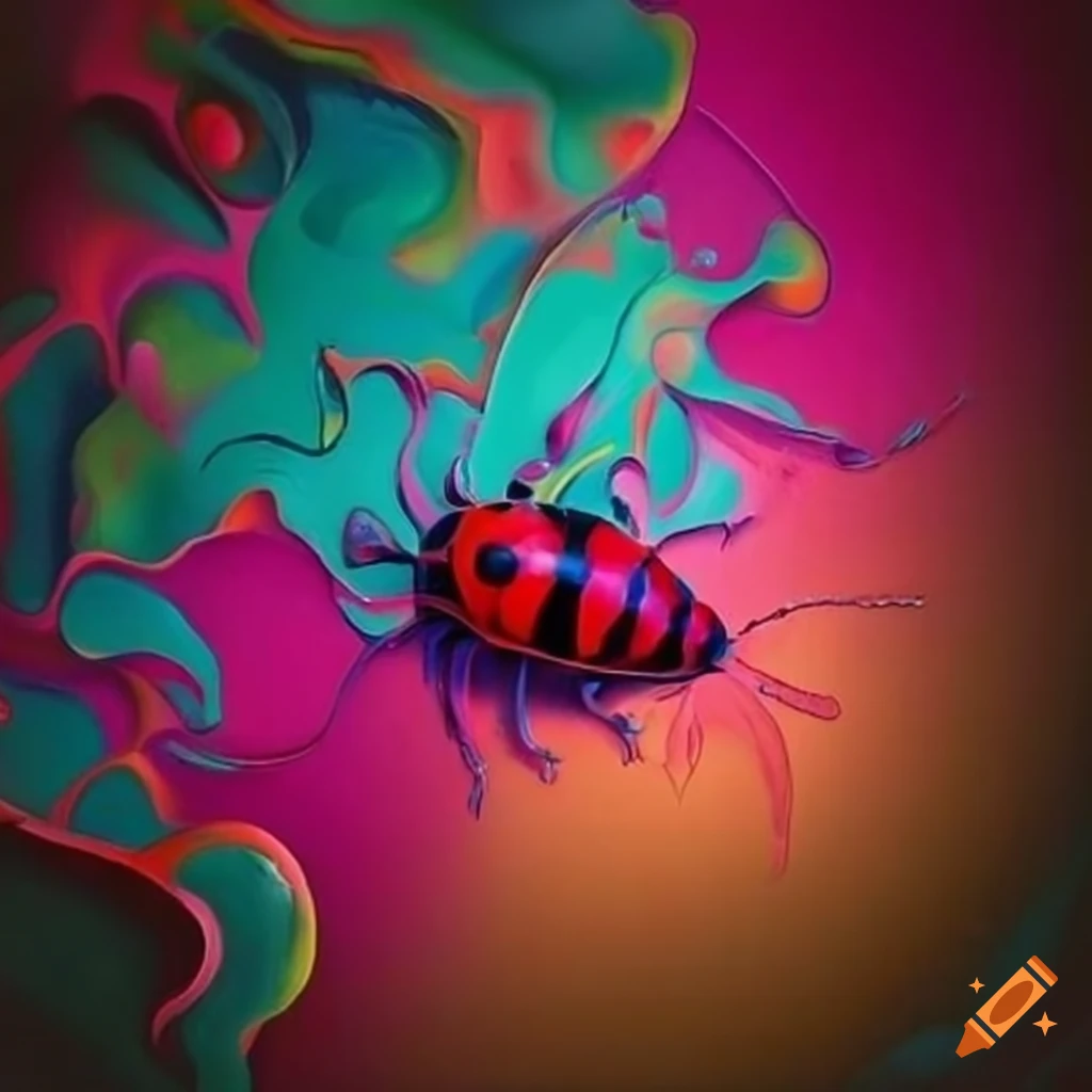 Vibrant artistic pink bugs
