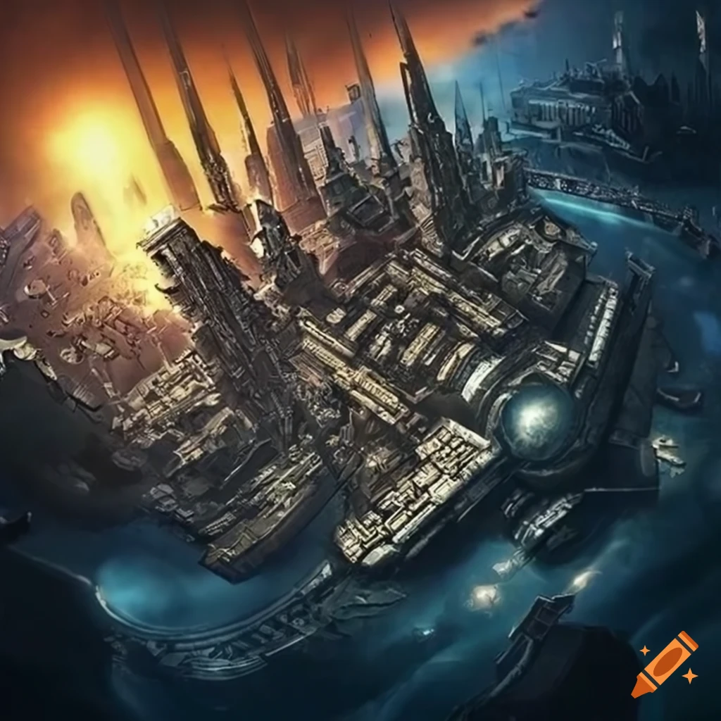 Plan map of a very big futuristic metropolis for Warhammer 40K universe ...