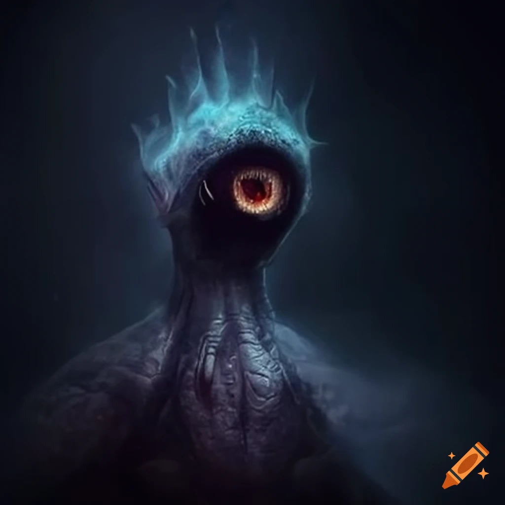 A mysterious creature emerging from the depths of darkness on Craiyon