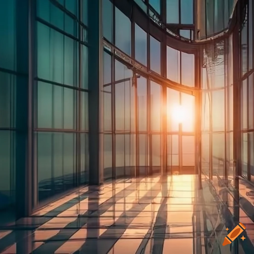 Glass structure under sunlight