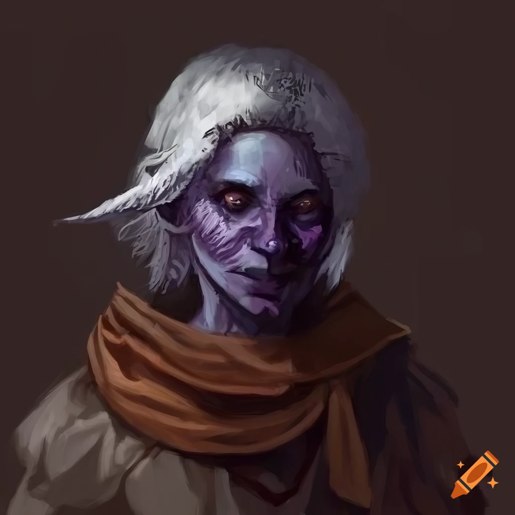 Peasant, drow, painterly style, dnd concept art
