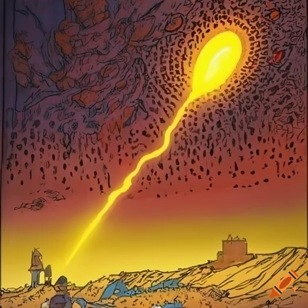 Yellow laser attack moebius art