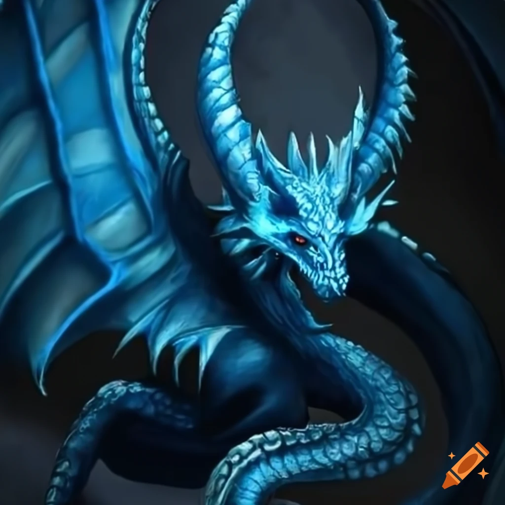 Blue dragon with demon horns