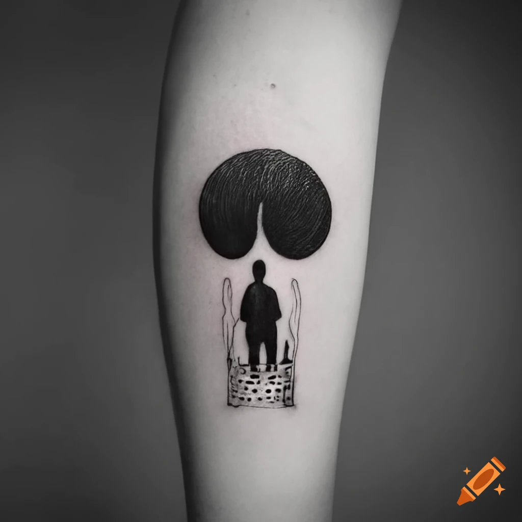 Black and white simple minimalist tattoo featuring symbolist artworks ...