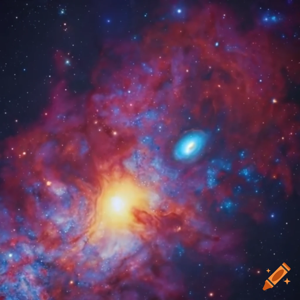 Space with multiple detailed galaxies and lots of colors and a black ...