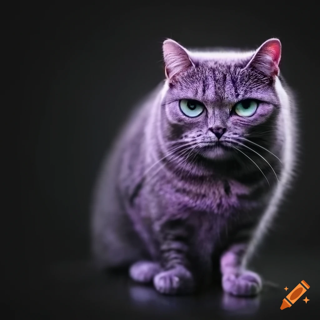 Grey-purple cat in the glasses travels