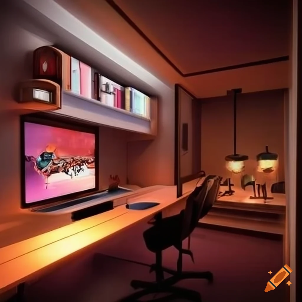 Small relaxing moderne japanese gaming room on Craiyon