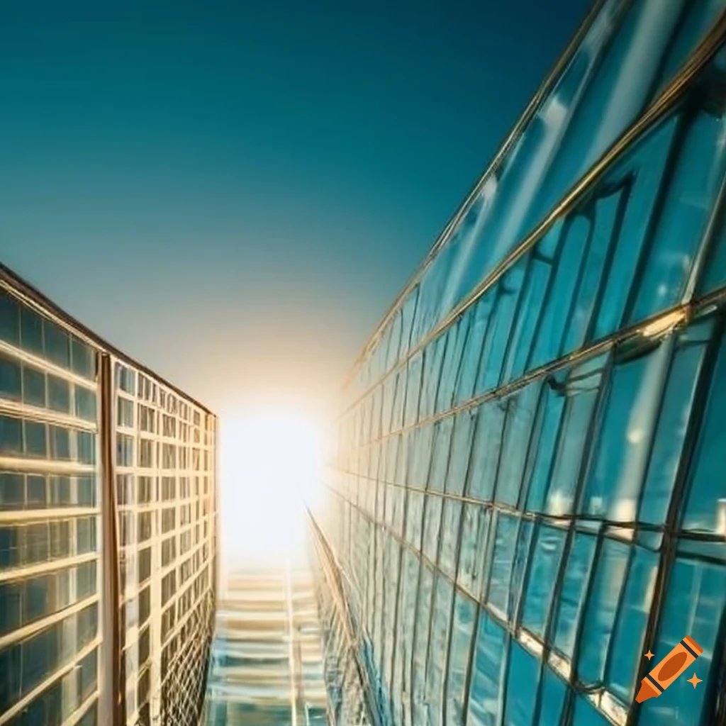 Glass structure under sunlight