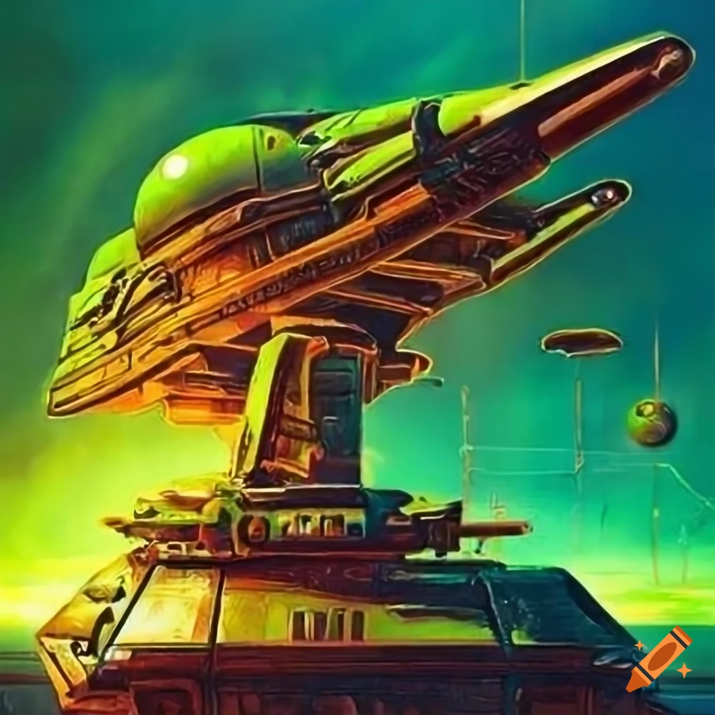 70s sci fi green machine art on Craiyon