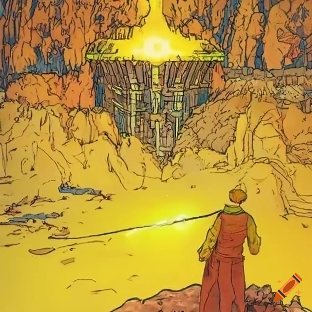 Yellow laser attack moebius art