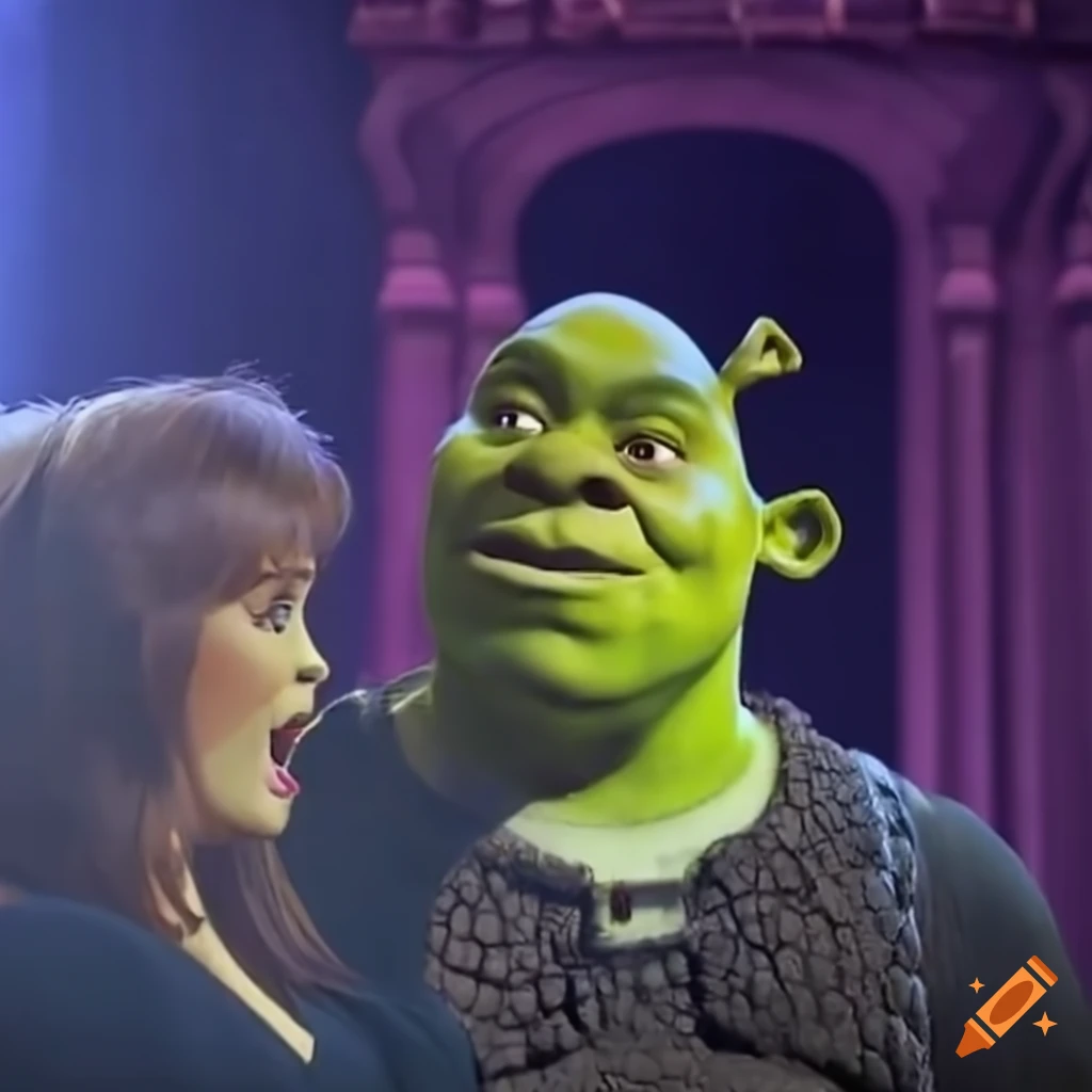 A realistic looking television screenshot of Shrek and Marie Osmond ...