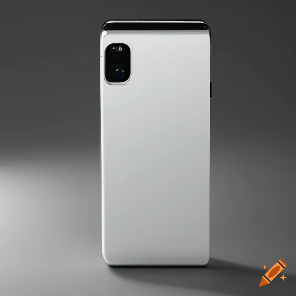 A thin, boxy, white, futuristic phone that is powered by a nuclear ...