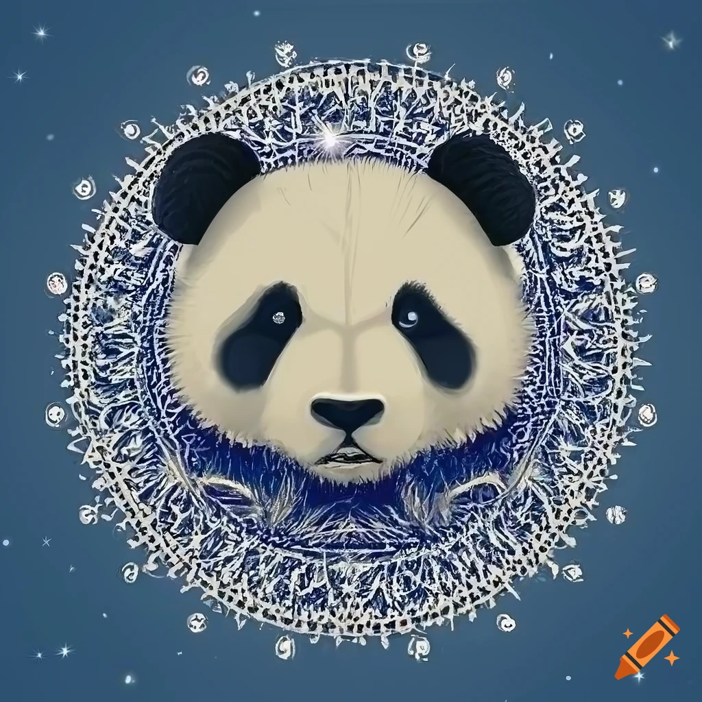 Artistic portrait of a panda with galaxy eyes, clip art, head only, in ...