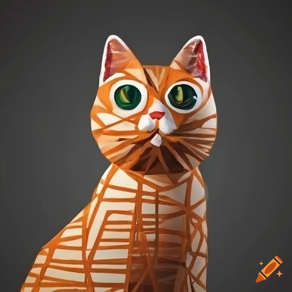 Ginger cat made of geometric shapes