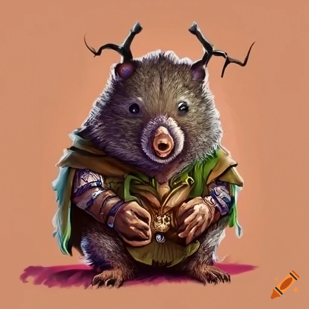 Wombat dressed as a druid dungeons and dragons on Craiyon