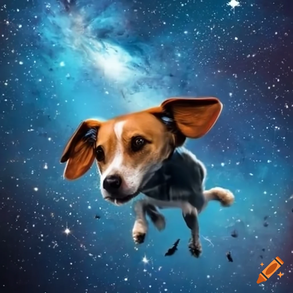 Dog fly in space on Craiyon