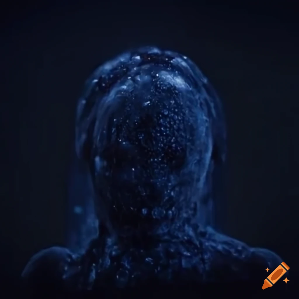 Optical illusion of a person made of blueberries, cosmic horror, film ...