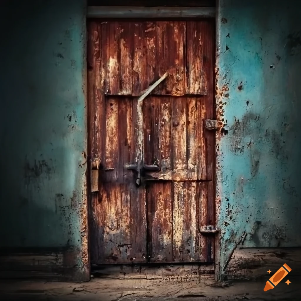 Old rusted door with nails in it