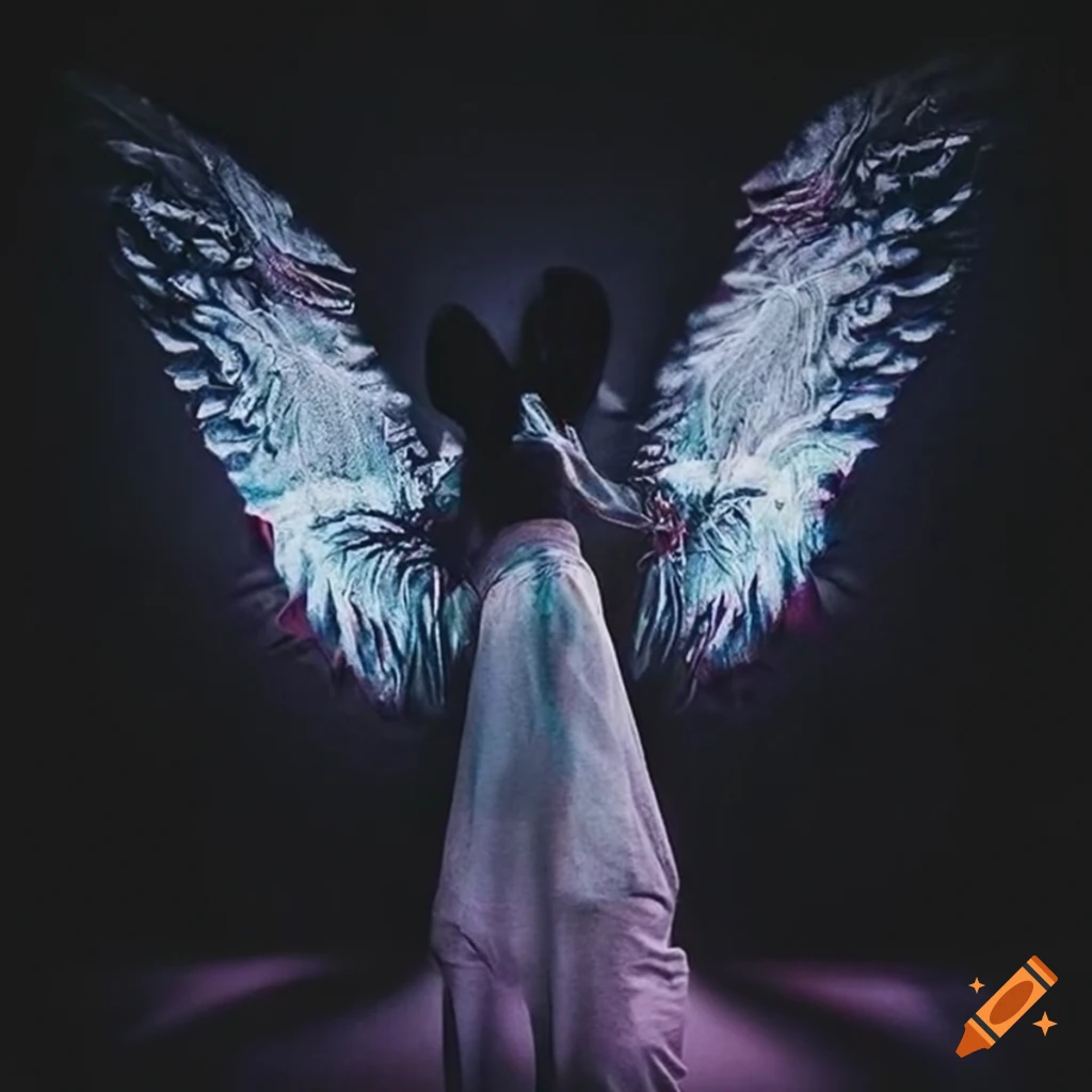 An edgy streetwear t-shirt featuring an angelic design with writing